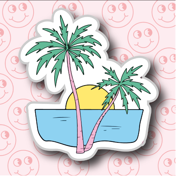Palmeras amanecer en la playa - Tienda de Stickers