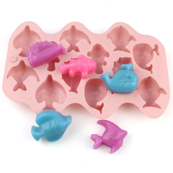 Molde peces, ballena, tiburon - De colores reposteria