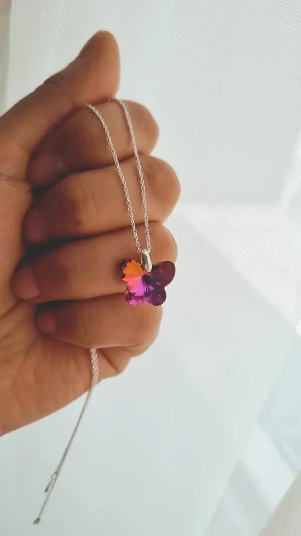 Mariposa tornasol rosa plata 925 - Anacletta Accesorios