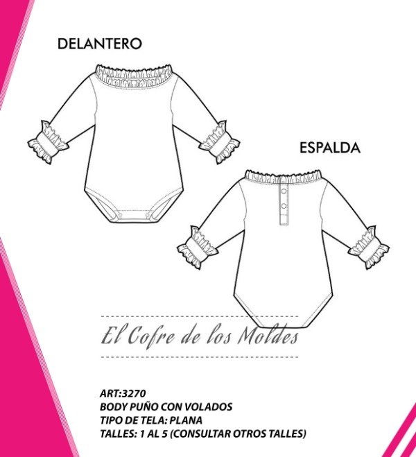 Body beba puño y cuello con volados -Pack de Talles 1 al 5- - El cofre ...