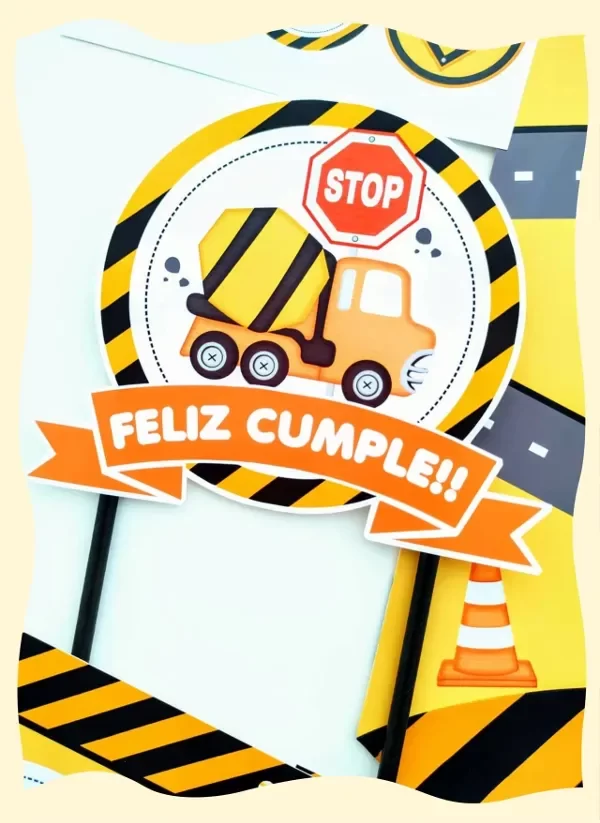 CAKE TOPPER MAQUINAS CONSTRUCCION - Sorbetes cancheros