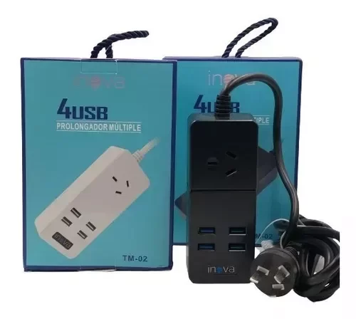 ZAPATILLA PROLONGADOR TOMA 220V + 4 USB HUB INOVA - ELECTRO ROSARIO