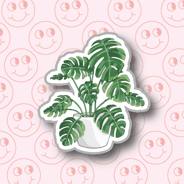 Planta con hojas verdes en maceta - Tienda de Stickers