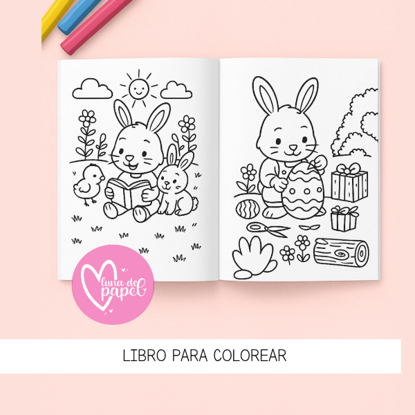 Libro colorear Pascuas - lunadepapeldeco