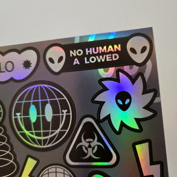 Stickers holográficos No human allowed - Tienda de Stickers