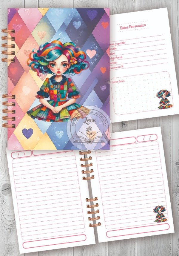 Pack imprimible cuadernos Chicas Patchwork - Lece Encuadernación