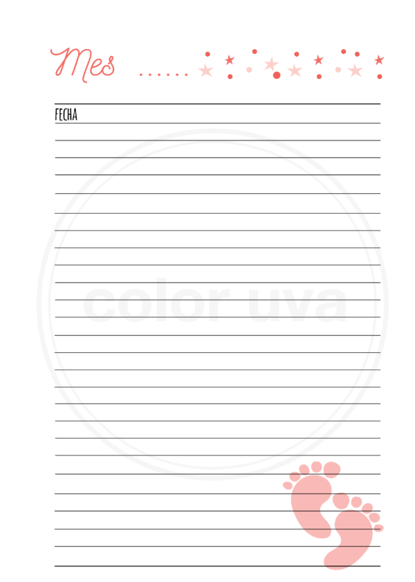 Agenda Bebé ROSA - Imprimible - coloruva