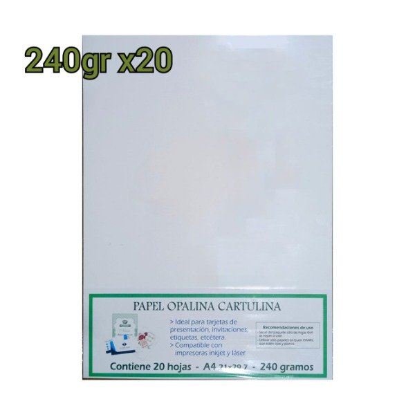 Opalina Chambril blanca lisa A4 240g - Acrom Mendoza