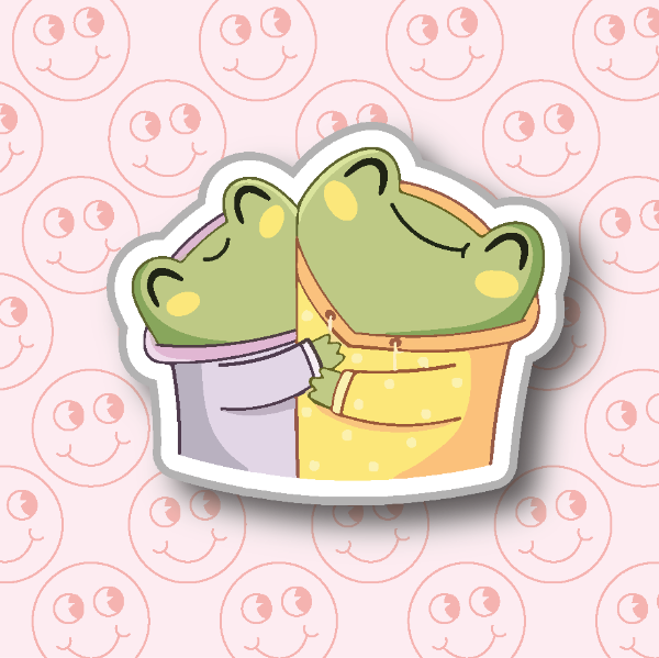 Ranas dándose un abrazo - Tienda de Stickers