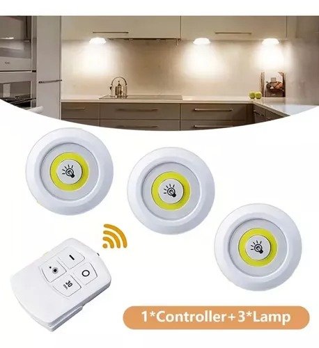 Kit X3 Luces Led Control Remoto Alacena Placard A Pilas - LUVA LED DECO