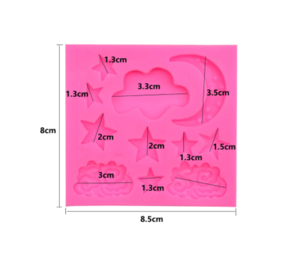 Molde Luna, estrellas y nubes - Brillo Propio