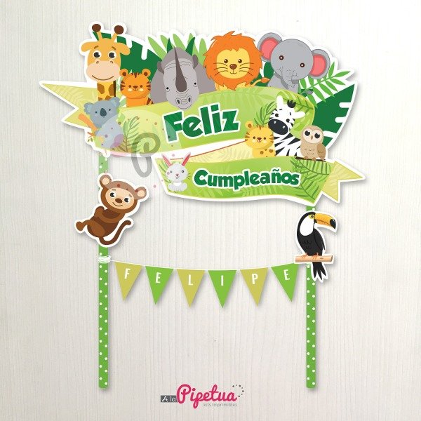 Topper animales de la selva - Pipetua Kits
