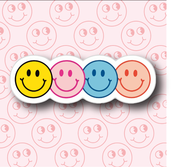 Cuatro caritas sonriendo - Tienda de Stickers