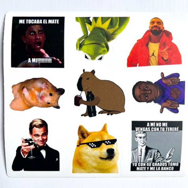 Plancha de Stickers Memes - Mates and Chill