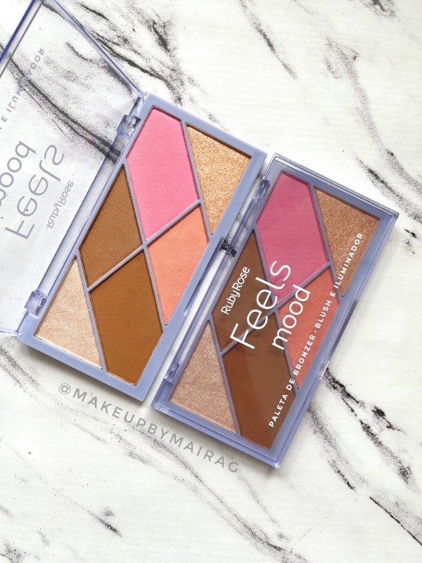 Paleta de contorno, bronzer, rubor e iluminador, Feels Mood - Ruby Rose - NK Makeup