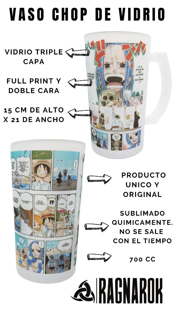 Chop Vaso Vidrio One Piece Nakamas Señal - Ragnarok Store