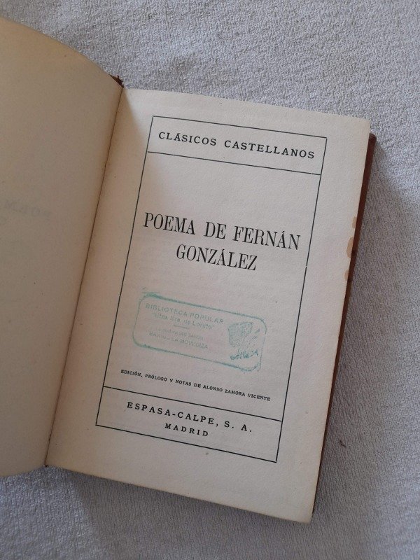 Poema De Fernán González - Clásicos Castellanos Espasa - Libros Usados Tandil