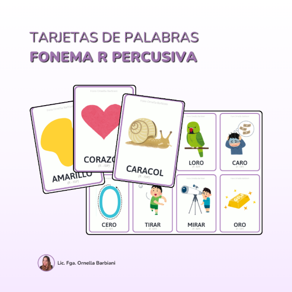 Tarjetas de palabras - Fonema R percusiva - Fono Ornella Barbiani
