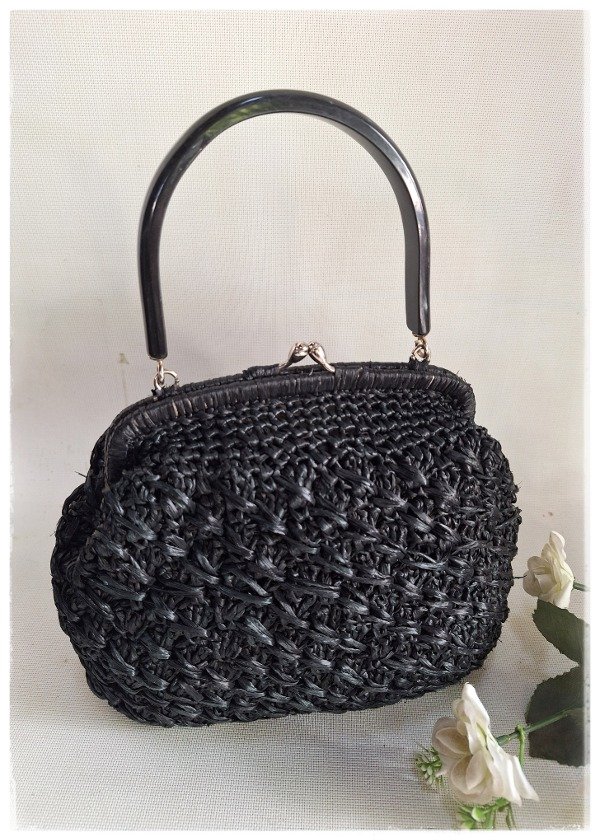 Cartera de Rafia de Mano Negro - Los Ciervos