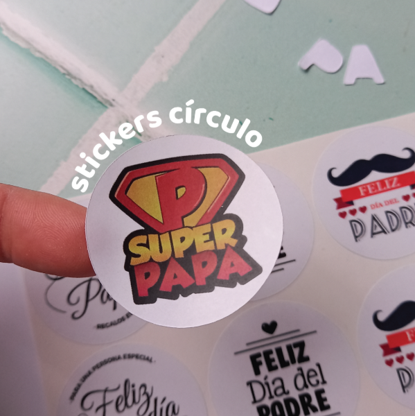 Sticker círculo Super Papá - Trazos