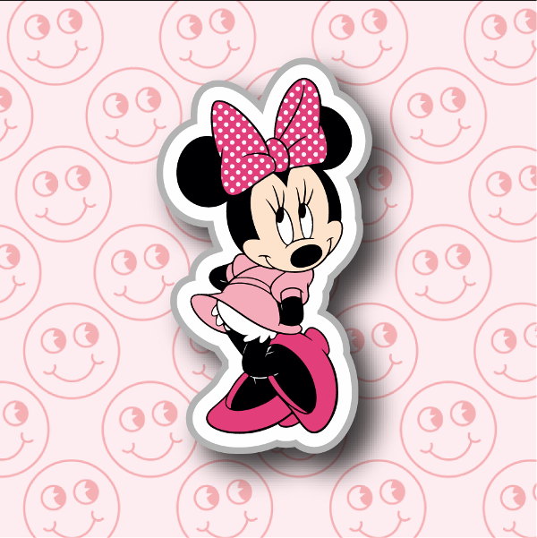 Minnie con vestido rosa - Tienda de Stickers