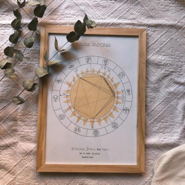 Cuadro Carta Natal 30 x 40 cm - Luna en Leo