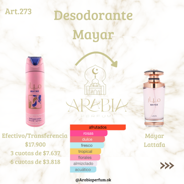 Desodorante Mayar Rosa - Arabia Perfum