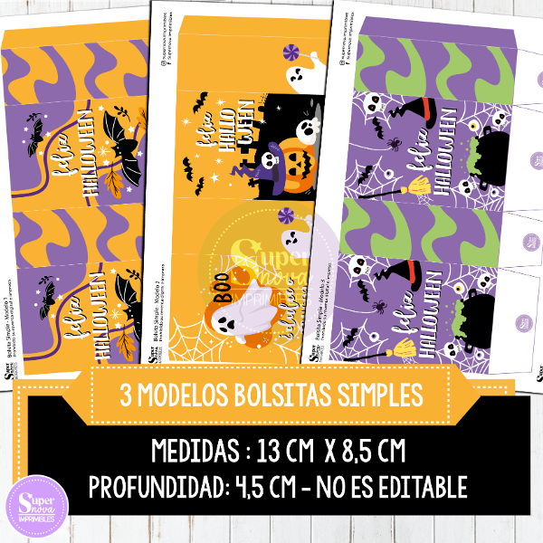 KIT IMPRIMIBLE HALLOWEEN DULCE O TRUCO BOLSITAS SIMPLES - Supernova ...
