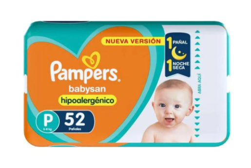 Pampers Babysan Hipoalergenico Pequeño x 52 unid - PAÑALERA CARRUSEL