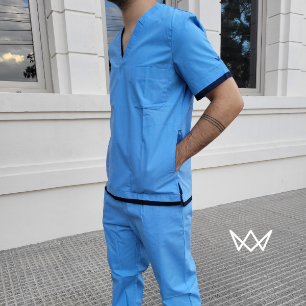Ambo Hombre Celeste Detalle Azul Wambo Indumentaria