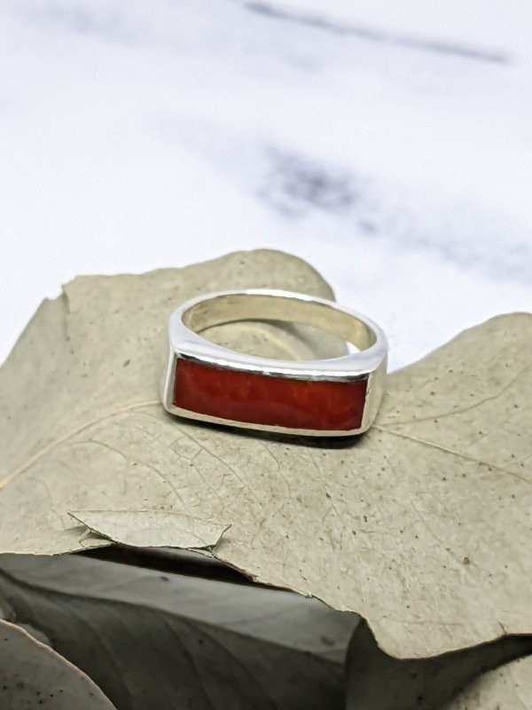 Anillo Nacar Plano Rojo - joyasrebrant