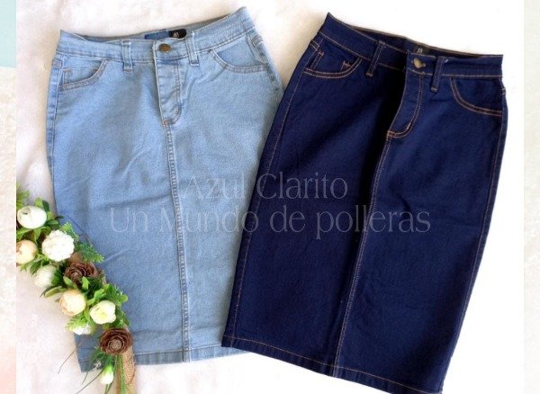Polleras de jeans - Azul Clarito