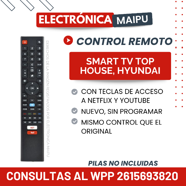 Control Remoto para Smart Tv Top House, Hyundai - Electrónica Maipú