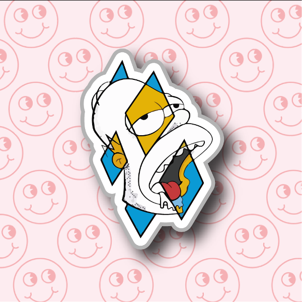 Homero Simpsons ilustración con rombos - Tienda de Stickers