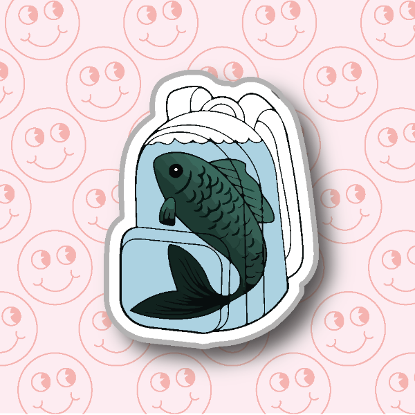 Mochila con pez - Tienda de Stickers
