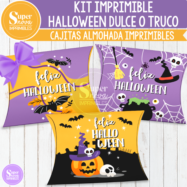 KIT IMPRIMIBLE HALLOWEEN DULCE O TRUCO CAJITAS ALMOHADA - Supernova ...