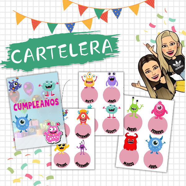 Cartelera cumpleaños MONSTRUITOS - Andamos Creando