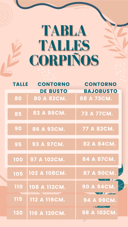 TABLA DE TALLES CORPIÑO Y BOMBACHAS - Anamar Lenceria