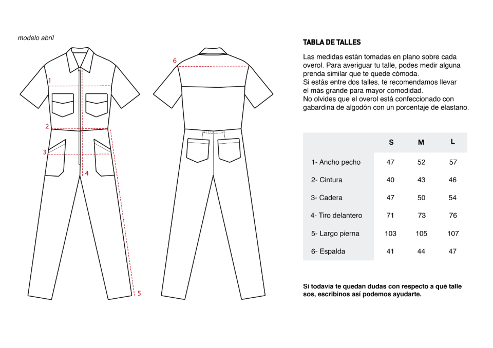 Tabla de Talles - Overol-ba