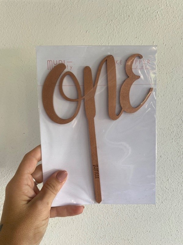 Cake Topper One Madera 14cm - Bonete