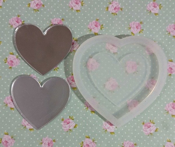 Molde corazon porta Espejo + 2 espejos - Brillo Propio