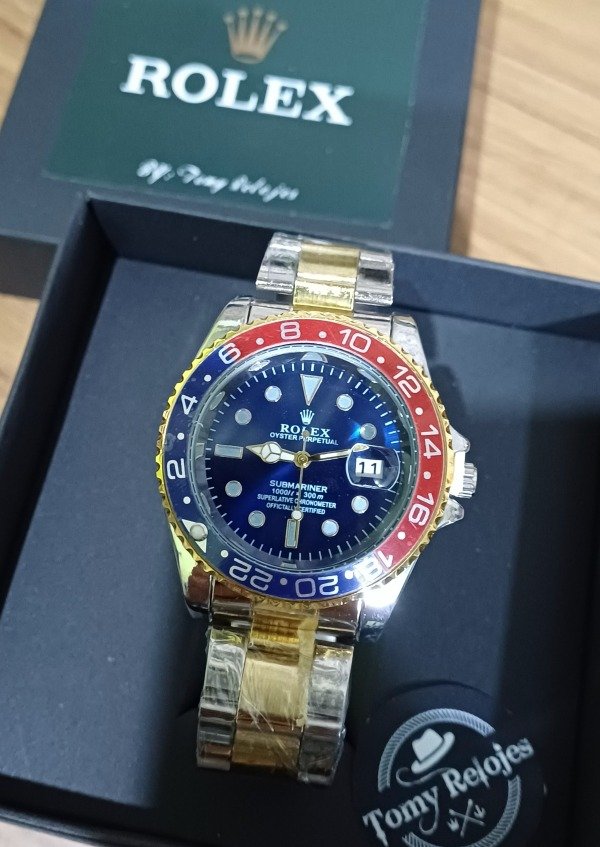 Reloj RLX SUBMARINER A BICOLOR (ROJO/AZUL) - TomyRelojes