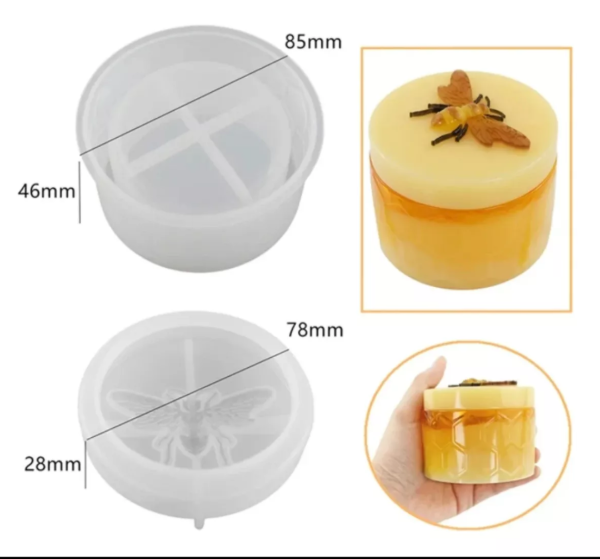 Molde tarro Panal de abejas redondo con tapa - Brillo Propio