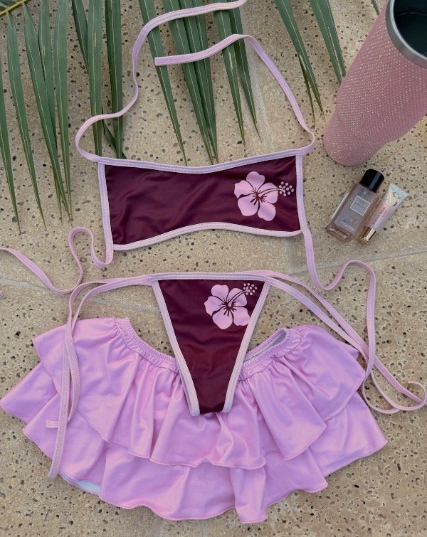 Trio bikini marron hawaii - Baddie Outfits