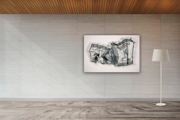 Cuadro Dolar Arrugado Blanco - Vica Design