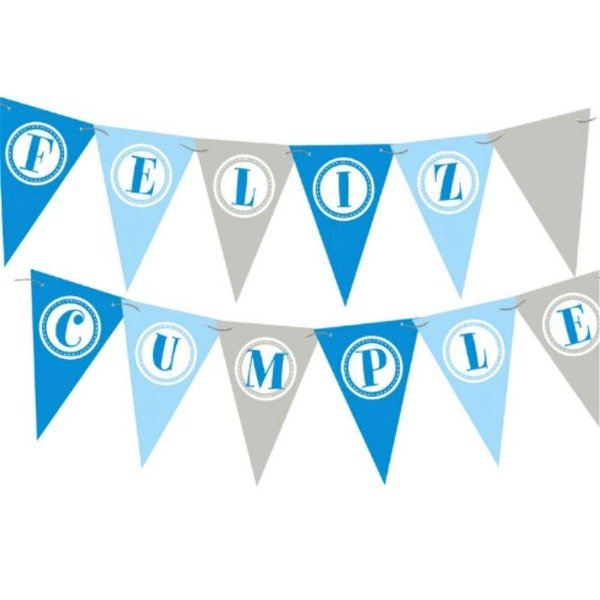 BANDERIN GRANDE FELIZ CUMPLE VARON - Cotillon Subli Mely