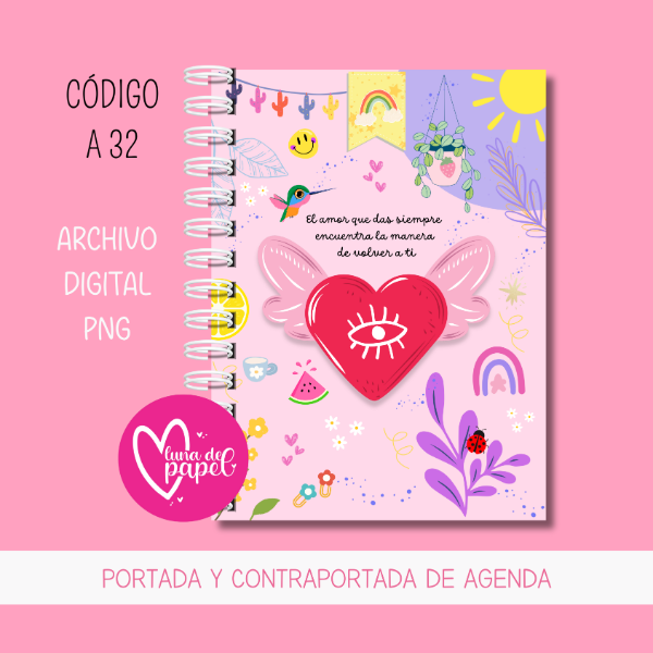Set portadas agenda - EL AMOR QUE DAS - DISEÑO 32 - lunadepapeldeco