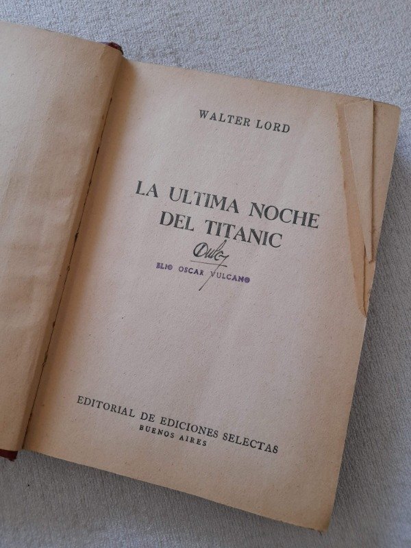 La Ultima Noche Del Titanic - Walter Lord - Jackson Ediciones Selectas ...