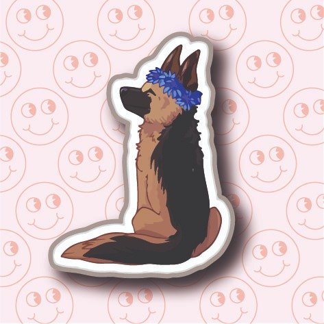 Perrito con corona de flores - Tienda de Stickers