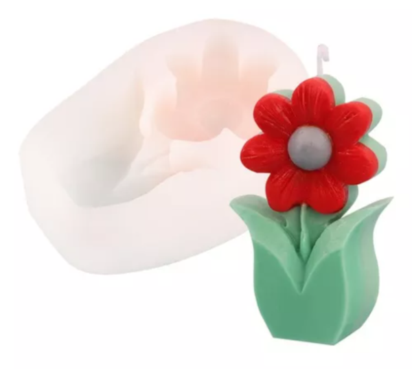 Molde vela flor con tallo - Arcoiris SanRafael